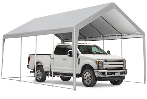 ACONEE Carport 13×25 FT Heavy Duty Car Canopy with Ventilated Windows, Removable Sidewalls & Zipper Doors, Portable Garage Boat Shelter Tent Outdoor, Waterproof All-Season Tarp for SUV, Car, Truck