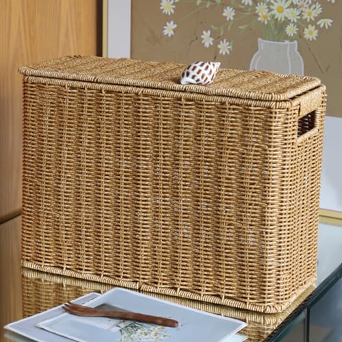 OSALADI Narrow and Tall Storage Box with Lid Book Baskets Narrow Holder Sundries Organizer Toy Baskets Basket with Lid Weave Sundries Basket Plastic File Rack To Weave