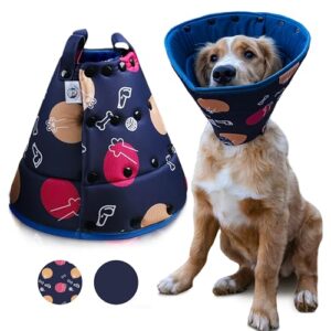 ejona's furryfamily - comfy adjustable dog & cat cone - soft dog cone collar alternative after surgery large, medium, small - dog recovery collar, xs