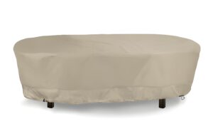 eevelle meridian patio oval table cover with marine grade fabric - waterproof outdoor table cover - furniture set covers for dining table - easy to install - (25"h x 72"l x 42"w, khaki)