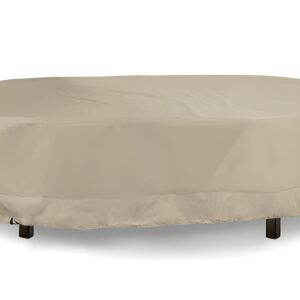 Eevelle Meridian Patio Oval Table Cover with Marine Grade Fabric - Waterproof Outdoor Table Cover - Furniture Set Covers for Dining Table - Easy to Install - (25"H x 72"L x 42"W, Khaki)