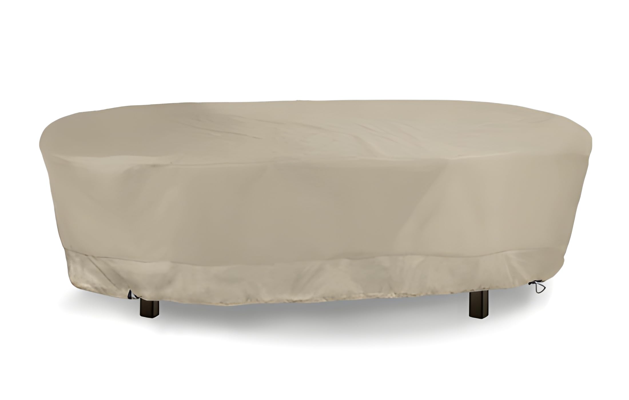 Eevelle Meridian Patio Oval Table Cover with Marine Grade Fabric - Waterproof Outdoor Table Cover - Furniture Set Covers for Dining Table - Easy to Install - (25"H x 72"L x 42"W, Khaki)