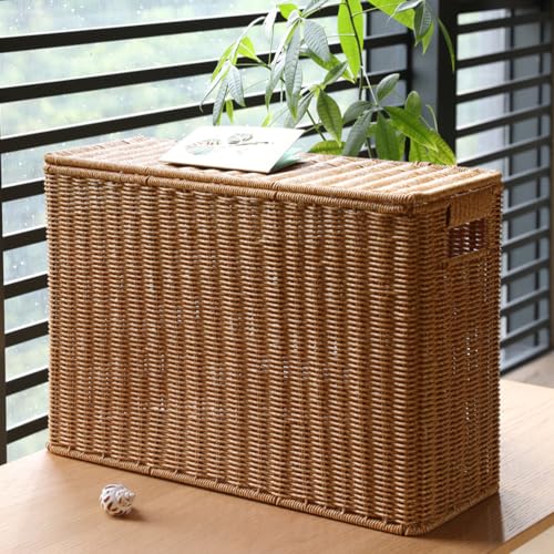 OSALADI Narrow and Tall Storage Box with Lid Book Baskets Narrow Holder Sundries Organizer Toy Baskets Basket with Lid Weave Sundries Basket Plastic File Rack To Weave