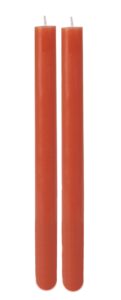 biedermann & sons 2 pack tall taper candles - unscented dinner candle set 10 hour burn time, 10-inch, amber orange