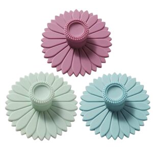 sunflower silicone cup covers (set of 3), multicolored silicone lids for mugs, cups, flexible mug covers, tea pots, hot cup lids for coffee & tea