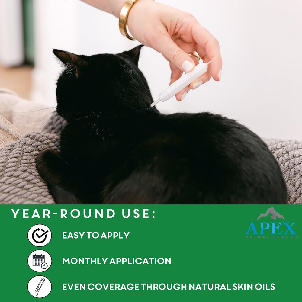 Apex Plus Cat Flea and Tick Treatment | 6-Month Supply, Over 1.5 lbs | Flea Treatment for Cats | 24-Hour Activation, Waterproof, 30-Day Protection