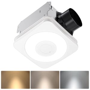 orein ol003 bathroom exhaust fan with light, 40w bathroom fan with humidity sensor, 160 cfm 1.0 sones bathroom vent fan with light for home, 1500lm led light 3000k/4000k/5000k selectable & nightlight