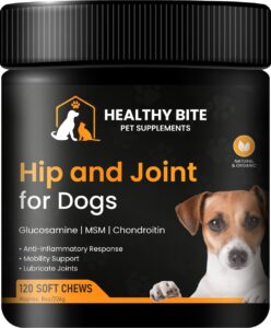 healthy bite hip and joint supplement for dogs - glucosamine chondroitin for dogs senior dog supplements - msm, turmeric mobility support, dog arthritis pain relief - made in usa - 120 count