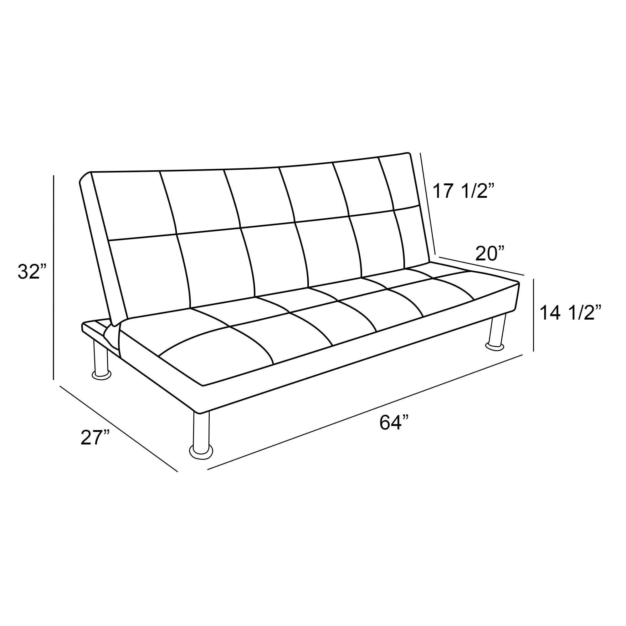 SumKea Convertible Flannel Sofa Adjustable Futon Couch Bed with Sturdy Legs for Living Room and Bedroom, Blue