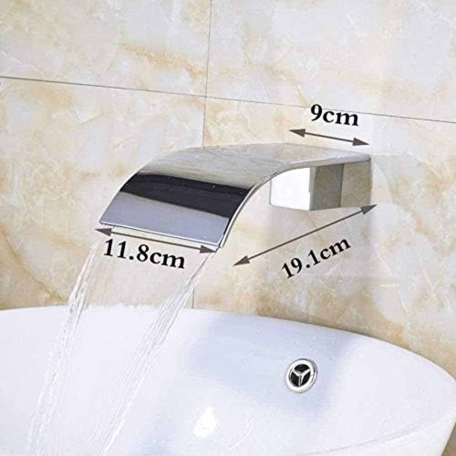 Kitchen Taps Faucet Brushed Nickel Waterfall Bathroom Faucet Wall Mount Dual Hole Bathroom Bathtub Mixer Tap Single Handle Brass Hot Cold Water Faucet