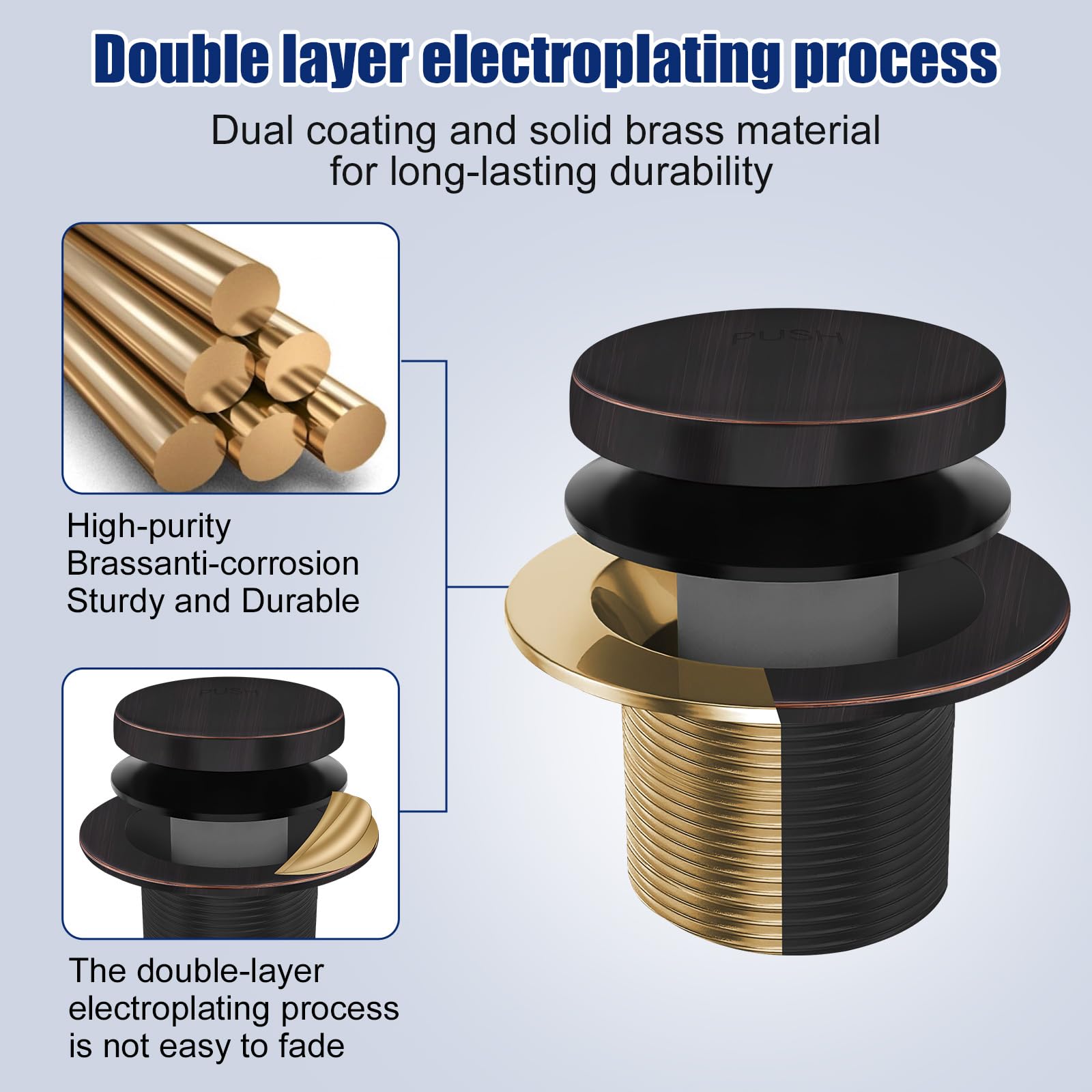 Bathtub Drain Tip Toe Tub Conversion Kit Assembly, Replacement Tub Drain Kit with Two-Hole Overflow Faceplate and Universal Fine/Coarse Thread(Oil Rubbed Bronze)