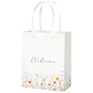 crisky wildflower welcome bags for wedding hotel guests, candy buffet bags, wedding gift bridal baby shower favor bags, 10"x8"x4", 25 pcs