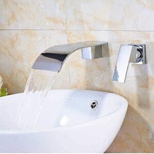 kitchen taps faucet brushed nickel waterfall bathroom faucet wall mount dual hole bathroom bathtub mixer tap single handle brass hot cold water faucet