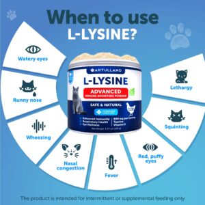 Lysine for Cats - L-Lysine Powder for Cats - Immune Support for Cats Sneezing and Runny Nose, Cat Cold, Eye Function, Respiratory Health - Allergy Relief - Lysine Supplement for Cats