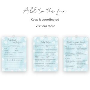 SNOWFLAKES Prediction and Advice Cards - Pack of 25 - WINTER Wonderland BLUE Boy Baby Shower Game, Wishes for Mommy & Daddy Message Baby It’s Cold Outside Activity Keepsake Frost Holiday G781-PDAV