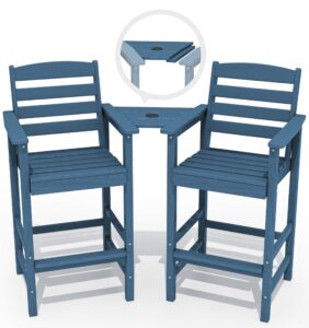 serwall tall adirondack chairs set of 2 with connecting table, blue