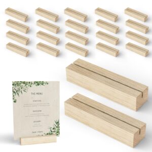 tidita place card holder 4.8x1.2x1- wood acrylic sign holders 20 pack - oak wood table card display stands, perfect for table number signs, wedding party events (natural color pack20)