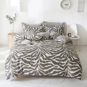 buniq duvet cover 3 pieces queen king full twin size with zipper closure, 4 ties(1 quilt cover 2 pillowcases)(queen,002)