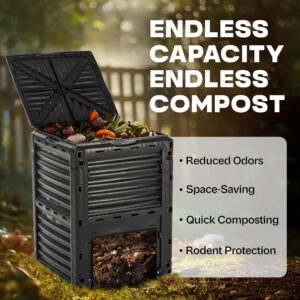 Idzo Garden Compost Bin Outdoor 80Gallon, Outdoor Composter Bin with Large Capacity & Easy Assembling, Quick Composting, Space-Saving