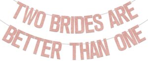 two brides are better than one banner, lesbian bachelorette party decorations/gay bridal shower wedding party supplies rose gold glitter