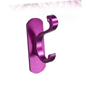 OFFSCH 1Pc Wall Mounted Clothes Hanging Rack Punch Aluminum Hook for Home Use Colorful Design Purple for Towel Coat and Clothing Storage