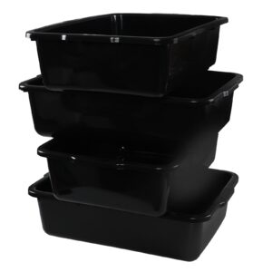 leendines 4-pack 32 liter large black bus tubs, commercial plastic bus trays