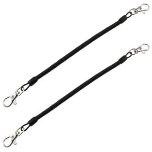 luorng 2pcs spiral stretchy spring coil cord rope chain strap with lobster clasp, black