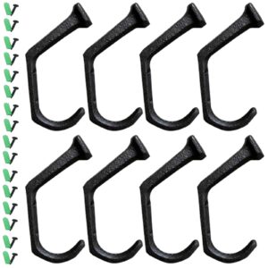 lyyguanyoo 8 pack rustic cast iron hooks, wall mount coat hanger hooks, heavy duty farmhouse railroad spike hooks for hanging hats, towels, coats, bags, keys, clothes, scarf