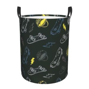 large laundry basket,collapsible laundry hamper with handles,for clothes in the family dorm,graffiti skateboard