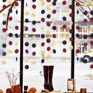 Graduation Decorations Maroon Gold 2024/Burgundy Gold Black Graduation Party Decorations Utah/Wizard Party Decorations Burgundy Birthday Decorations/Burgundy Gold Paper Garlands