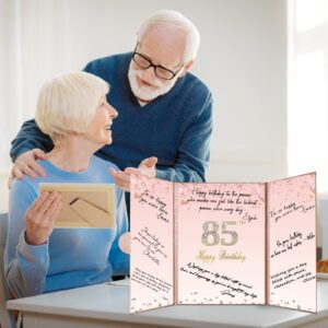 Crenics Rose Gold 85th Birthday Decorations, Creative 85th Birthday Guest Sign in Book Alternative, Large 85th Birthday Signature Book 12" x 18", Great 85 Years Old Birthday Gifts for Women