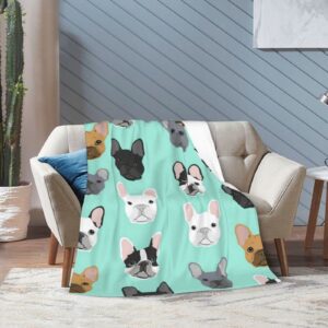 French Bulldog Dog Blanket Soft Cozy Flannel Throw Blankets Lightweight Warm Bed Throws Plush for Couch Sofa Camping Office Travel Home Bedroom Decor Girls Boys Kids Gifts, 50"x40"