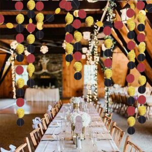 Graduation Decorations Maroon Gold 2024/Burgundy Gold Black Graduation Party Decorations Utah/Wizard Party Decorations Burgundy Birthday Decorations/Burgundy Gold Paper Garlands