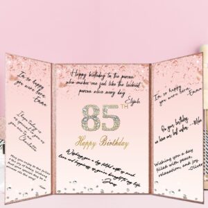 Crenics Rose Gold 85th Birthday Decorations, Creative 85th Birthday Guest Sign in Book Alternative, Large 85th Birthday Signature Book 12" x 18", Great 85 Years Old Birthday Gifts for Women