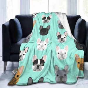 french bulldog dog blanket soft cozy flannel throw blankets lightweight warm bed throws plush for couch sofa camping office travel home bedroom decor girls boys kids gifts, 50"x40"