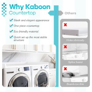 Kaboon Washer Dryer Countertop, Melamine Countertop with Edge Rails - 27.5" Depth x 54" Width Laundry Room Organization，White