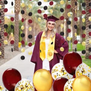 Graduation Decorations Maroon Gold 2024/Burgundy Gold Black Graduation Party Decorations Utah/Wizard Party Decorations Burgundy Birthday Decorations/Burgundy Gold Paper Garlands