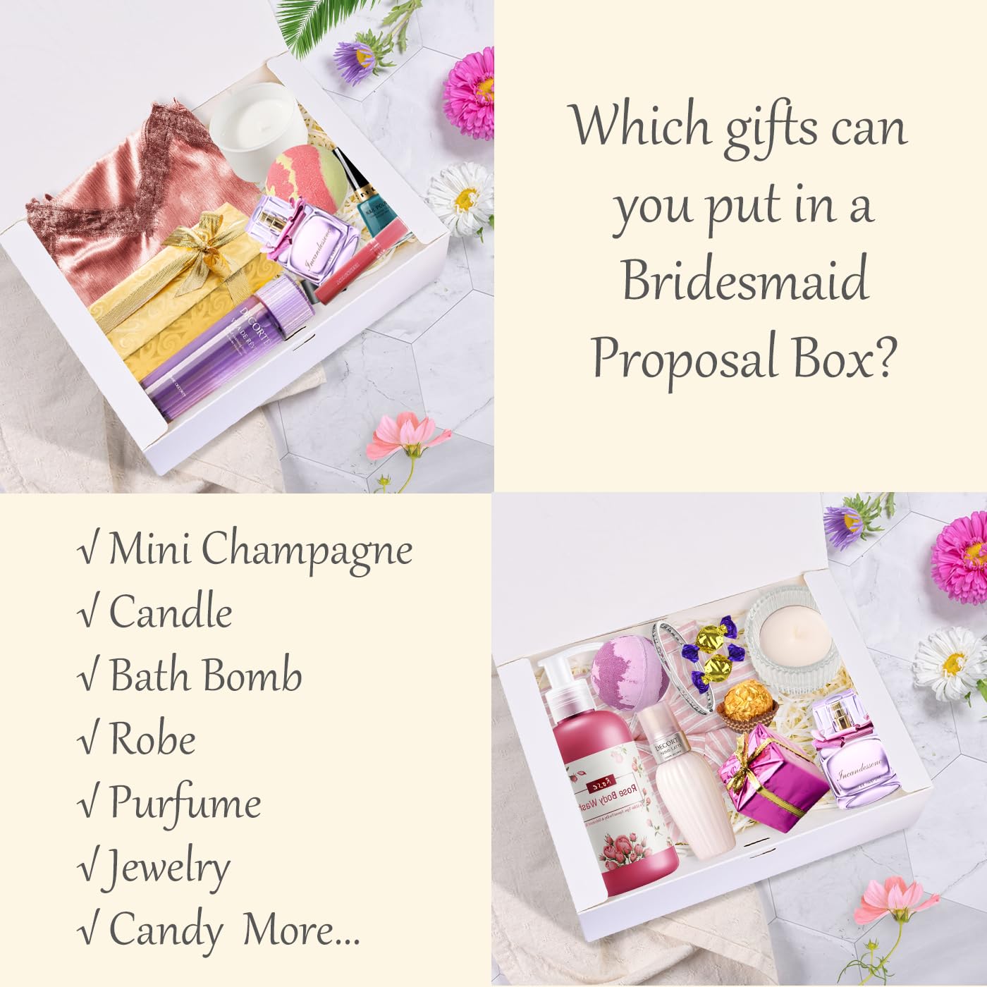 Xylitic 8 Pack Bridesmaid Proposal Box Set with Ribbon, Maid of Honor Proposal Box, Bridesmaid Boxes, Matron of Honor Proposal Gift Box, Bridesmaid Proposal Gifts