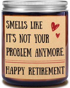 suehhyy retirement gifts for women woman men 2024, natural soy wax lavender scented handmade candle (7oz), funny happy retirement gifts for teacher nurse coworker boss employee friends