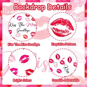 81Pcs Kiss the Miss Goodbye Bachelorette Decorations, Hot Pink Balloon Garland Arch Kit with Kiss the Miss Goodbye Backdrop Red Lips Balloons for Hen Party Bridal Shower Party Suppiles