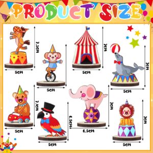 Wenqik 16 Pcs Wood Carnival Centerpieces for Tables Carnival Party Decorations Circus Theme Party Decorations Wooden Carnival Table Decorations for Carnival Baby Shower Birthday Party Supplies