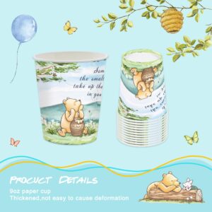 120PCS Winnie Baby Shower Party Supplies Babyshower 1st Party Decorations for Kids Girls Birthday Neutral Pooh Plates Napkin Cups Disposable Tableware Set for 20 Guests