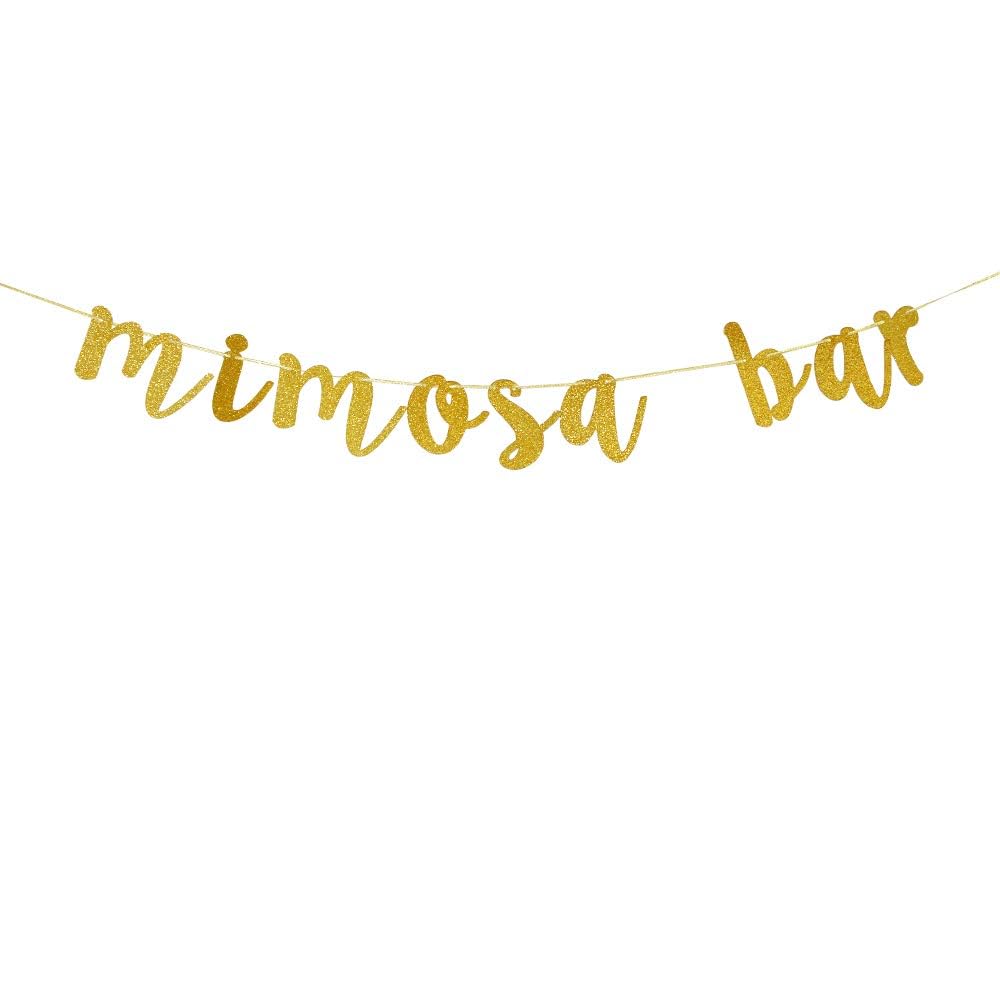 JENSENLIN Mimosa Bar Sign Banner God Glitter-Bridal Shower,Bubbly Bar,Champagne Brunch,Baby Shower,Wedding,Engagement,Birthday,Graduation Fiesta Party decorations.