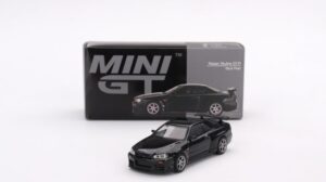 true scale miniatures model car compatible with nissan skyline gt-r (r34) v-spec black pearl limited edition 1/64 diecast model car mgt00570