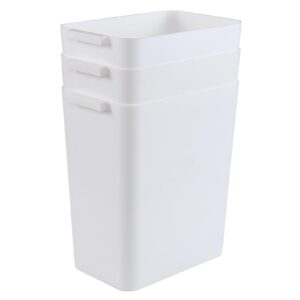 zerdyne 3 pack plastic rectangular wastebasket for kitchen, bathroom, 4.5 gallon small office trash can, white