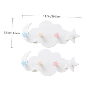 OFFSCH 2pcs Star Moon Hook Cartoon Wall Entryway Hanger Wall Mount Coat Hooks Wall Decorative Hooks Coat Hanger Adhesive Hooks Hanging Towel Rack White No Trace Plastic Nightgown