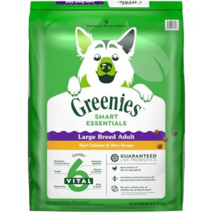 greenies smart essentials adult large breed high protein dry dog food real chicken & rice recipe, 30 lb. bag