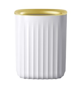 jeimalen plastic trash can 3 gallon small wastebasket slim garbage can rectangle modern trash can for kitchen, bathroom, bedroom, home office, outdoor, dorm room (white-gold)