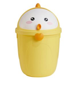 jeimalen kids trash can with lid bedroom boys and girls room plastic garbage can bedroom 2 gallon small cartoon trash can for children waste basket (1, yellow)