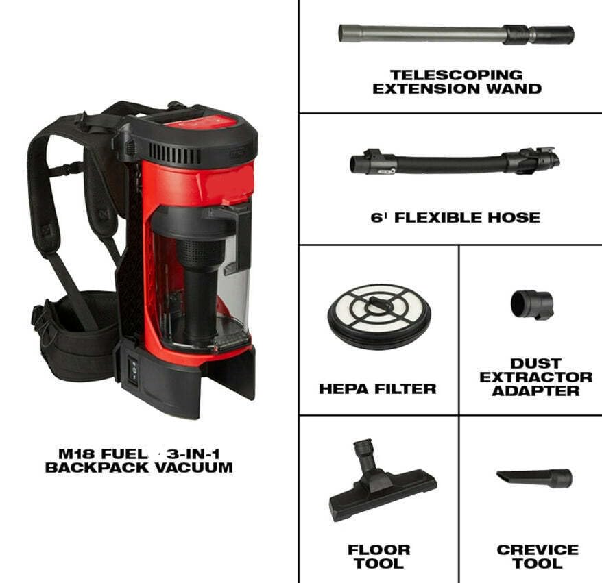 FitseN Suitable for Milwaukee M18 18V 3-in-1 Cordless Backpack Vacuum - Bare Tool, Model# 0885-20